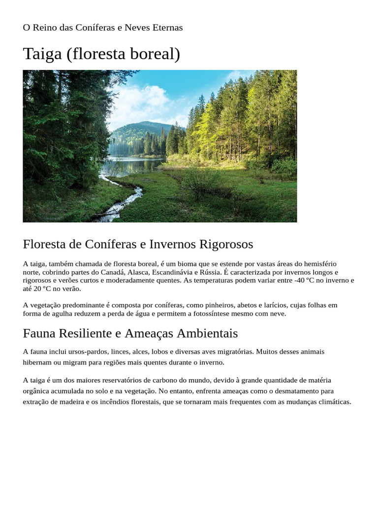 Fauna e Flora da Taiga Boreal | PDF