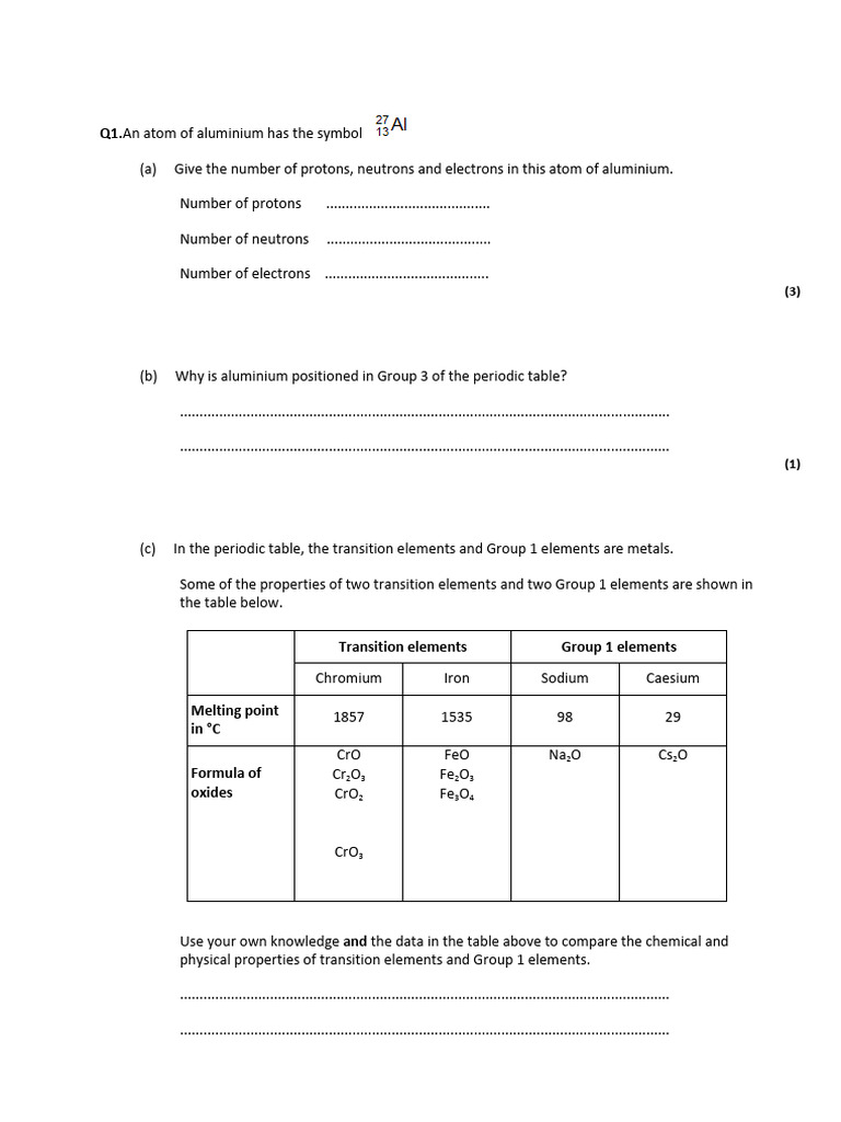 1.1 A Simple Atomic Model 2 QP | PDF | Iodine | Atoms