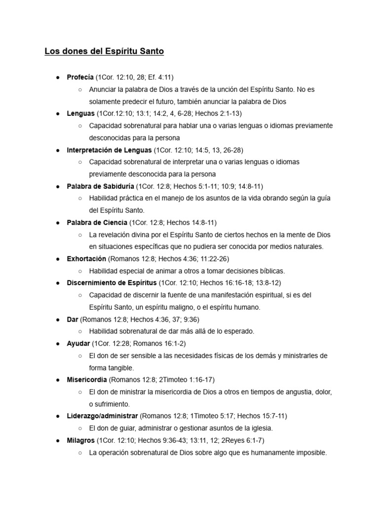 Dones del Espíritu Santo Explicados | PDF | Don espiritual | Espiritualidad