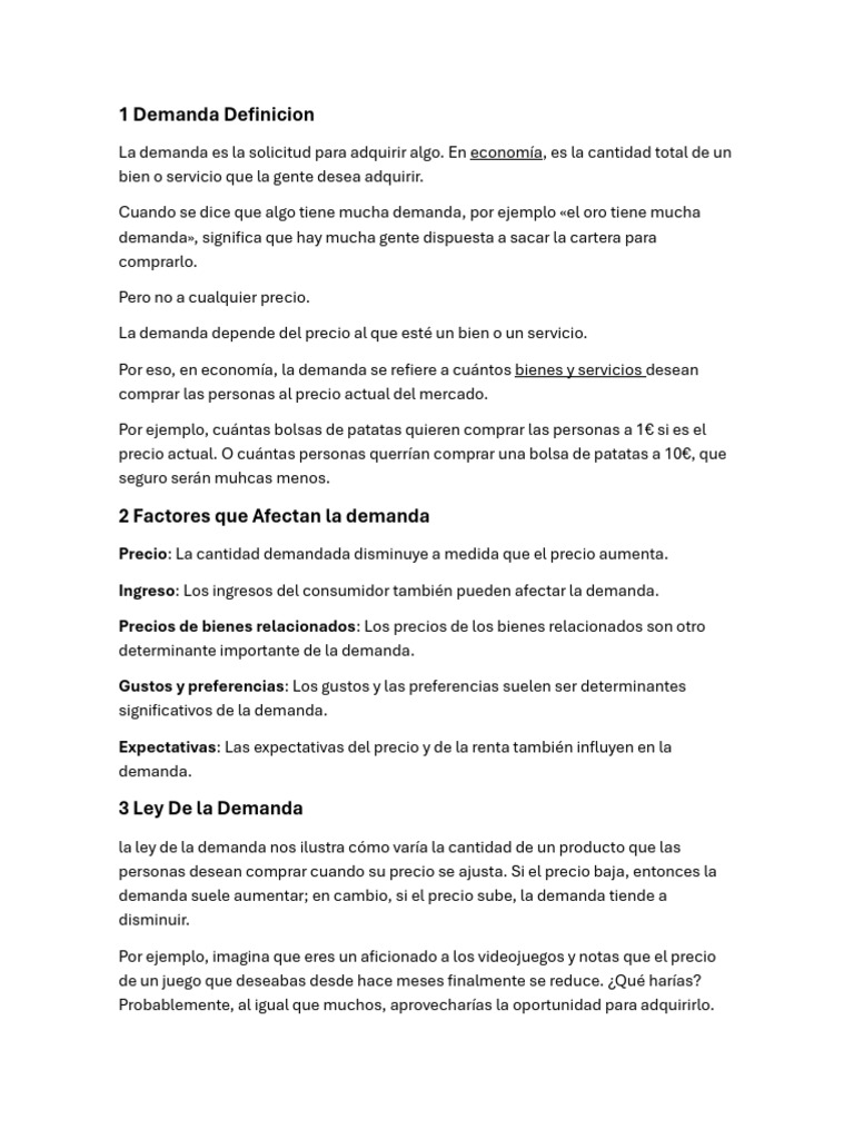 Definición y Concepto de Demanda | PDF | Oferta y demanda | Curva de ...