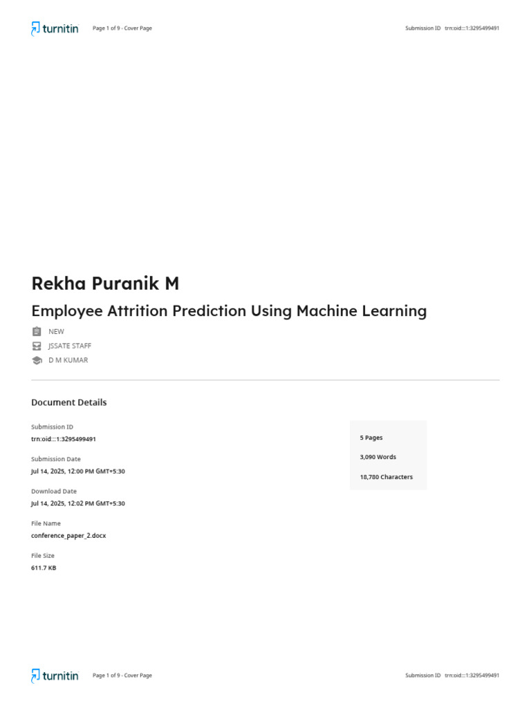 Employee Attrition Prediction Using Machine Learning | PDF | Citation | Computing
