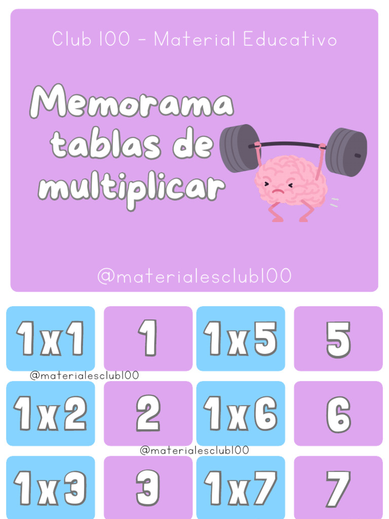 Memorama de Tablas de Multiplicar PDF | PDF