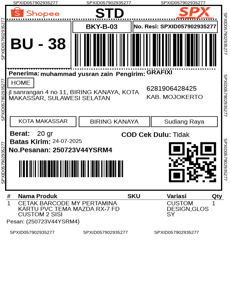 BKY-B-03: Grafixi Penerima: Muhammad Yusran Zain Pengirim | PDF