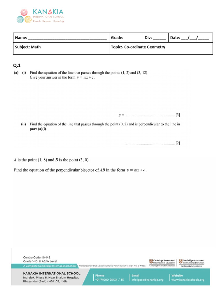 Coordinate Geometry | PDF