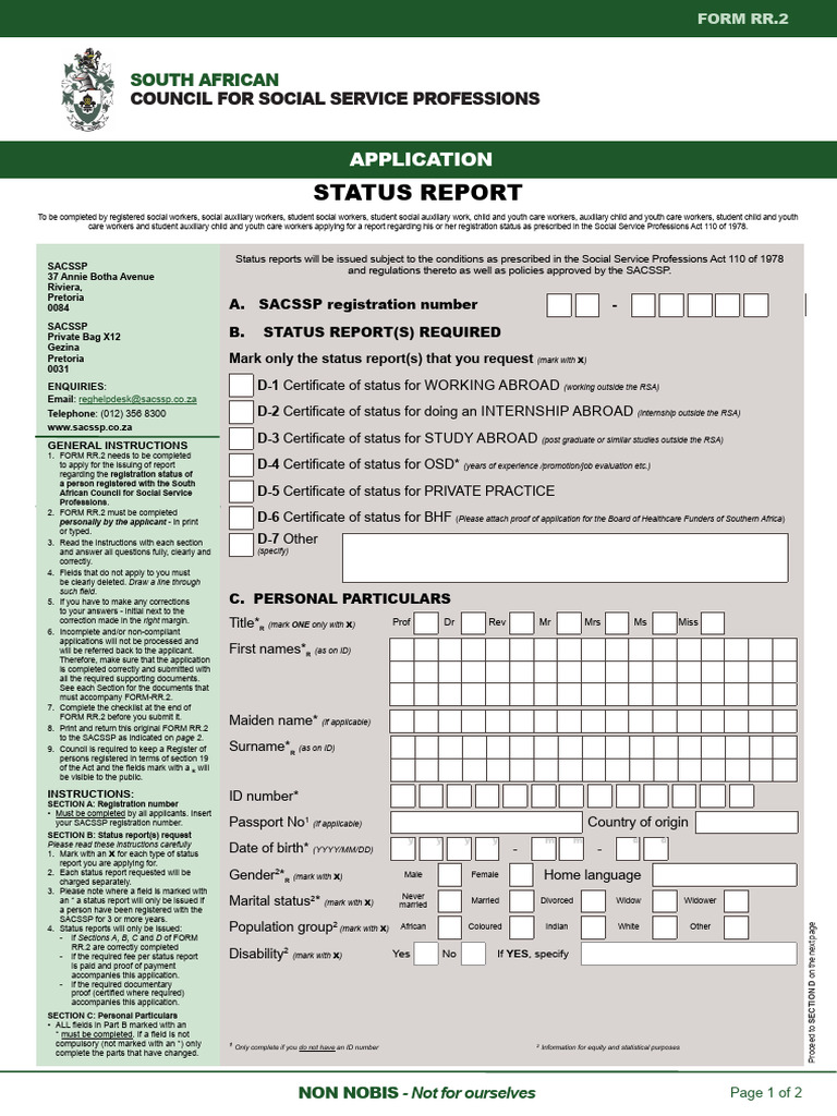 FORM RR.2 APPLICATION STATUS REPORT All Professions 2020 Final-2 | PDF ...