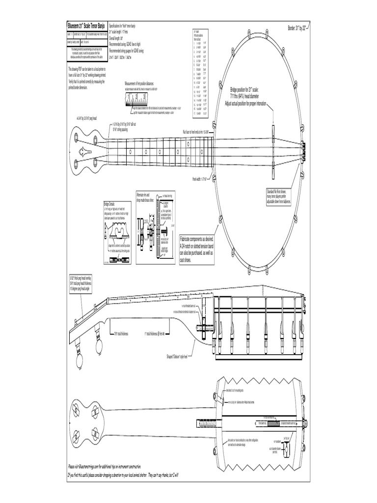 21" Scale Tenor Banjo Plans PDF | PDF | Nut (Hardware)