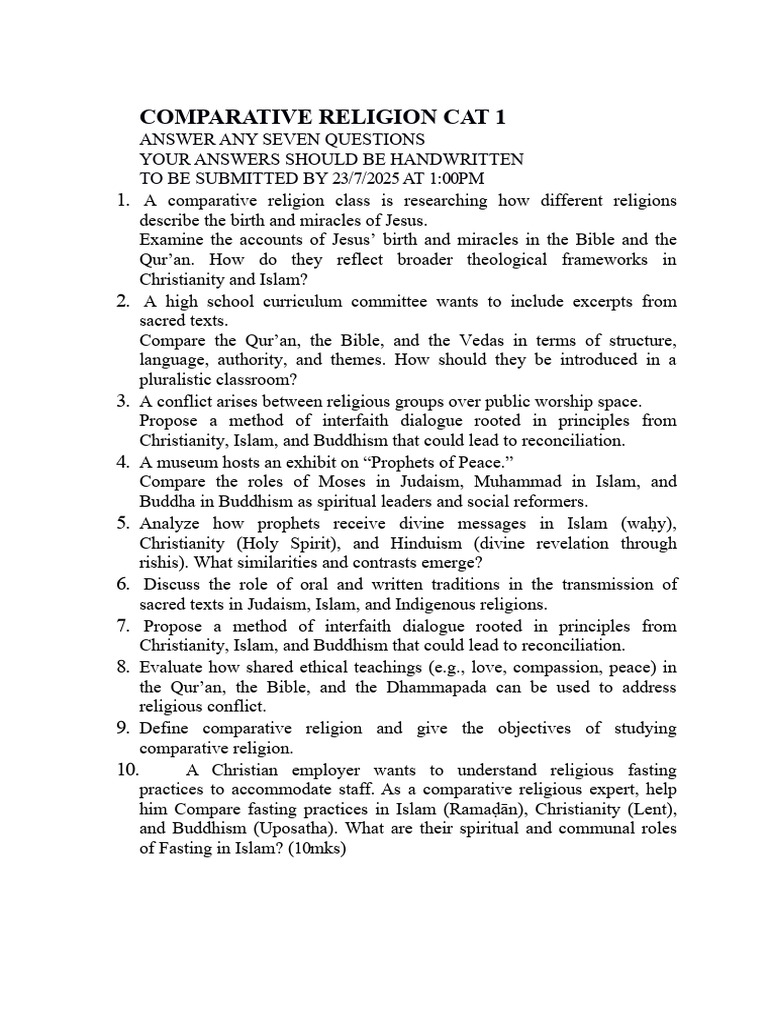 Copy1-COMPARATIVE RELIGION CAT 1 | PDF