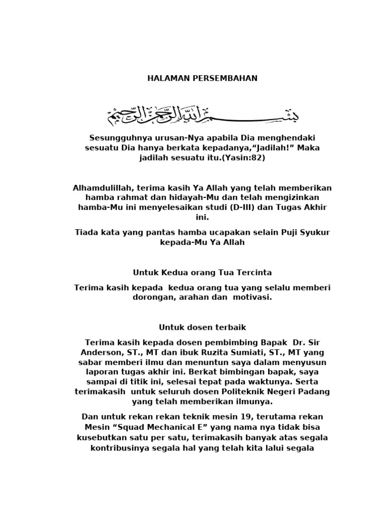 Lembar Persembahan Farhan | PDF