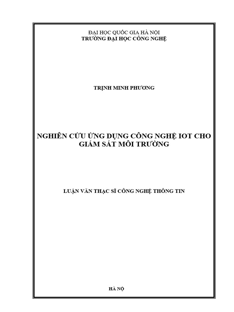 Luận Văn Nghiên Cứu Ứng Dụng Công Nghệ Iot Cho Giám Sát Môi Trường | PDF