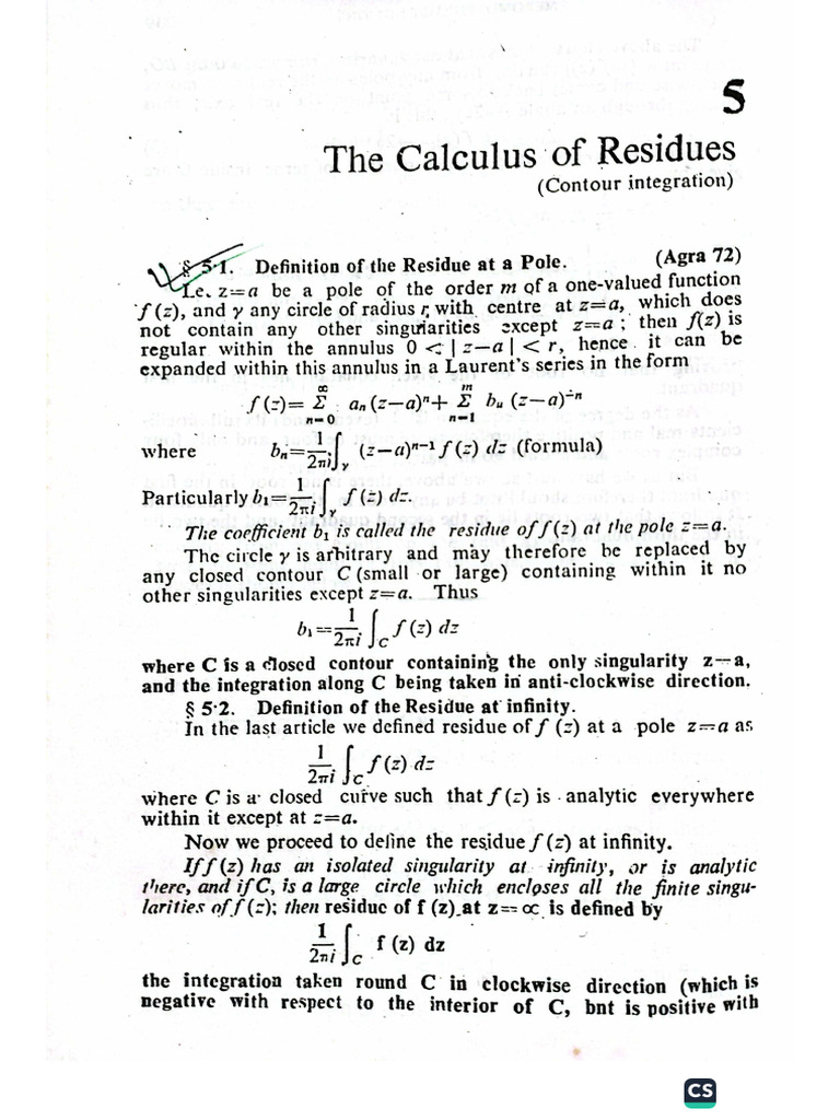 Calculus of Residue | PDF