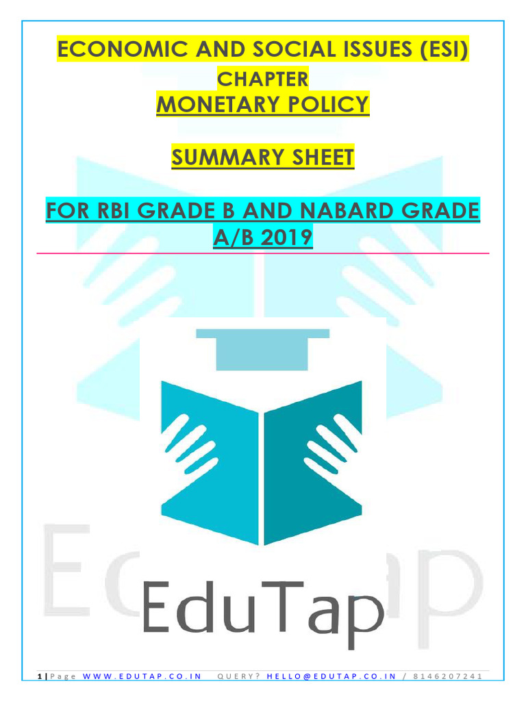 ESI Summary Sheets 2 | PDF | Reserve Bank Of India | Monetary Policy