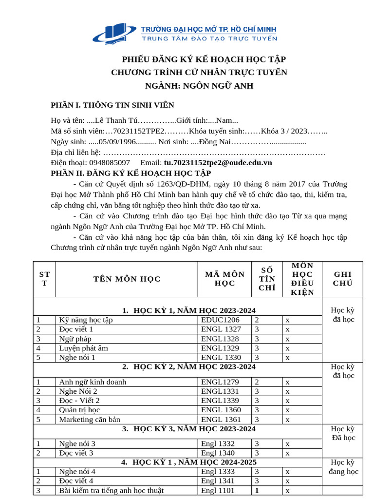 KHHT Le Thanh Tu 70231167tpe2 | PDF