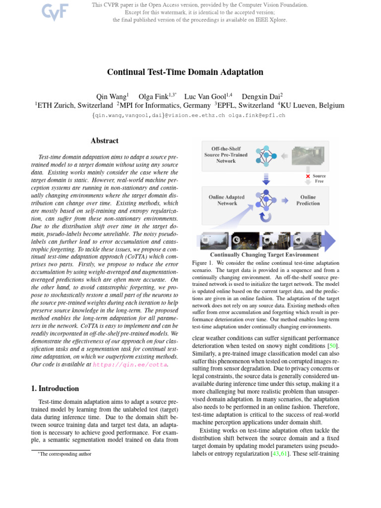 Wang Continual Test-Time Domain Adaptation CVPR 2022 Paper | PDF ...