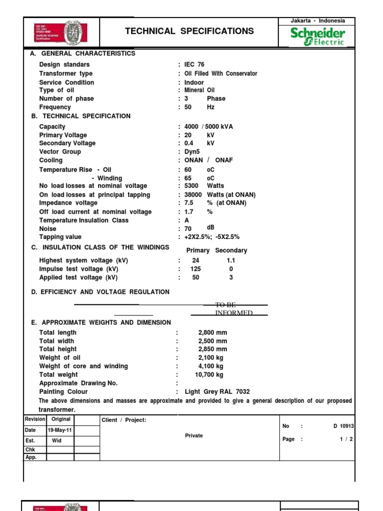 5000kVA Unindo | PDF | Volt | Transformer