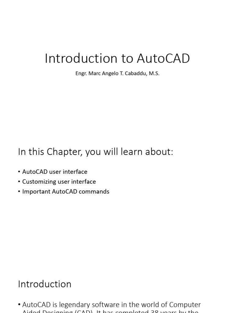 Chapter 1 Introduction To AutoCAD | PDF | Window (Computing) | Menu (Computing)