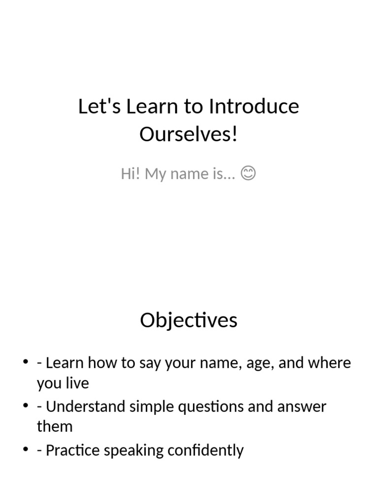 Introducing Yourself Lesson | PDF
