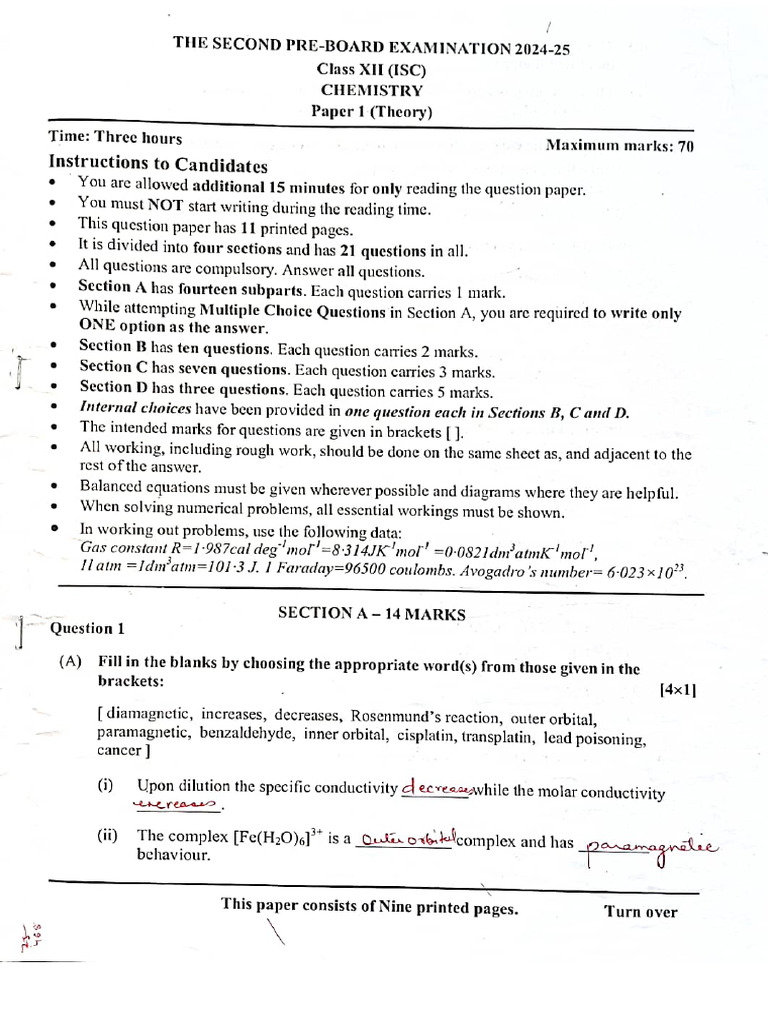 Second Preboard Paper 2024-25 (Solution) | PDF