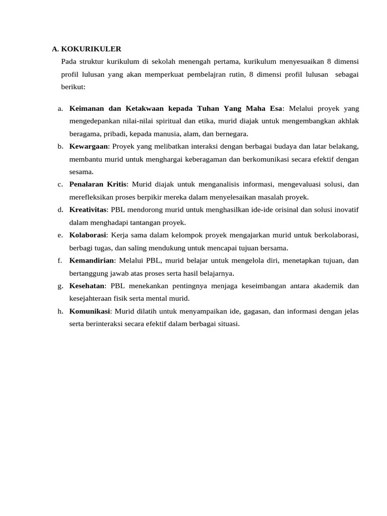Contoh Program Kokurikuler | PDF
