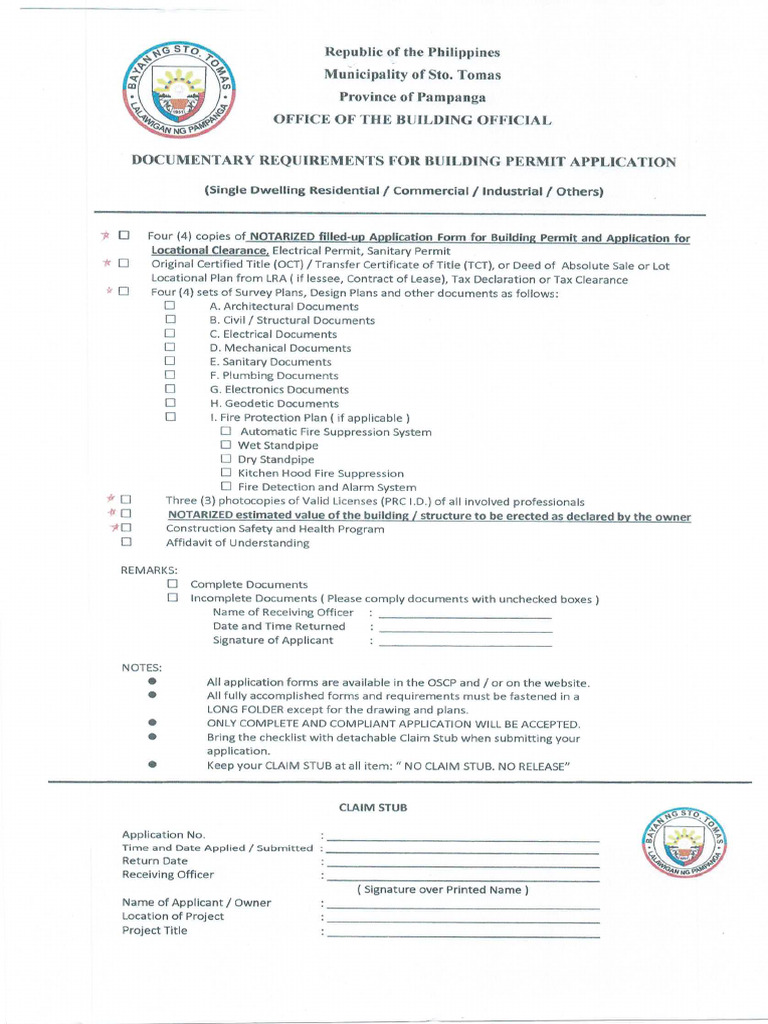 Documentary Requirements For Building Permit Application | PDF