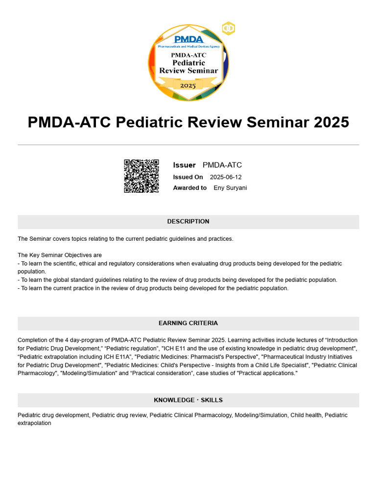 PMDA-ATC Pediatric Review Seminar 2025 | PDF
