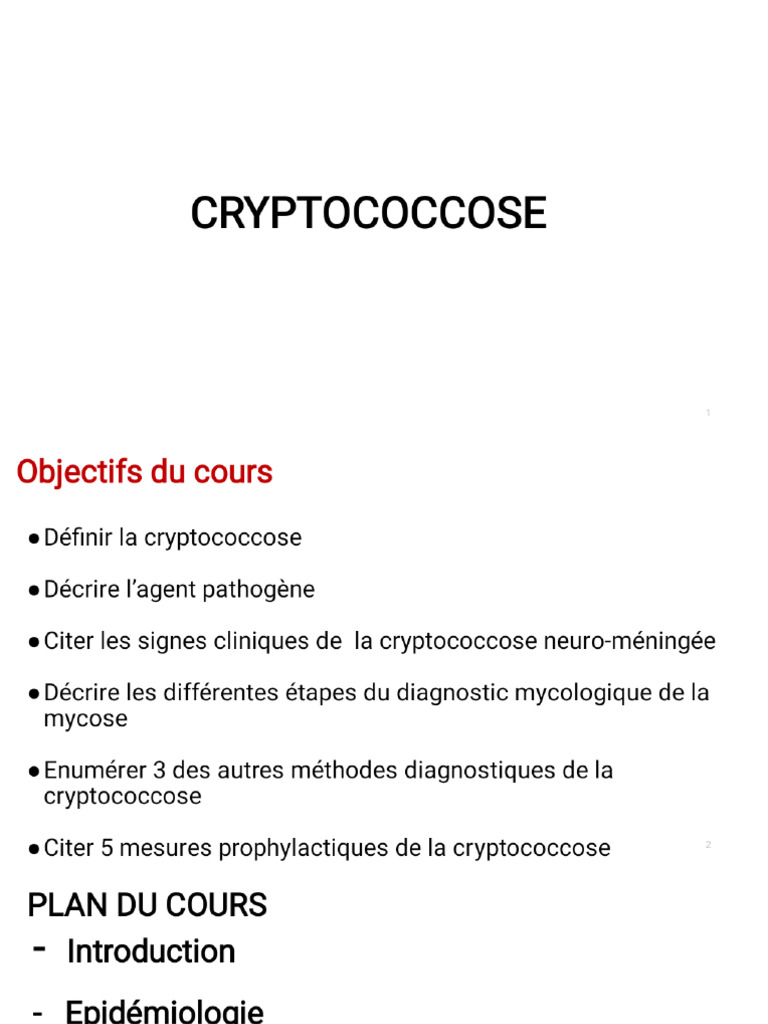 Cryptococcose 2024 2025.Ppsx | PDF