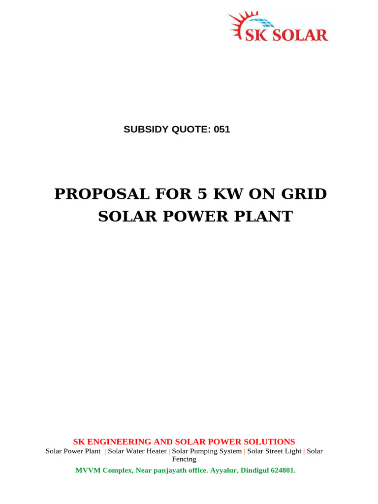 5kva Ongrid Quote 1 | PDF | Photovoltaic System | Solar Power