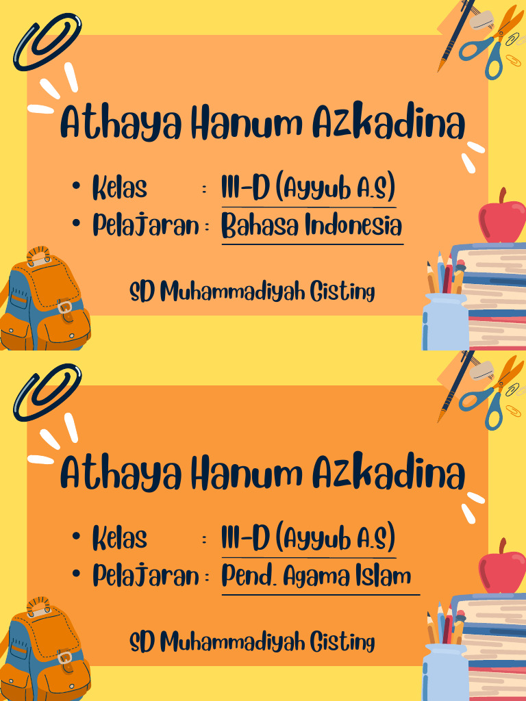 Oranye Lucu Label Nama Buku | PDF
