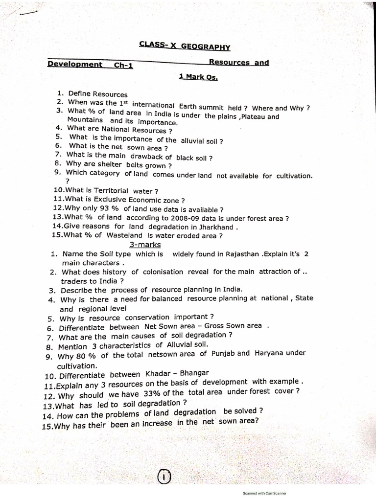 Geography Assignment First, Fourth and Sixth Chapter | PDF