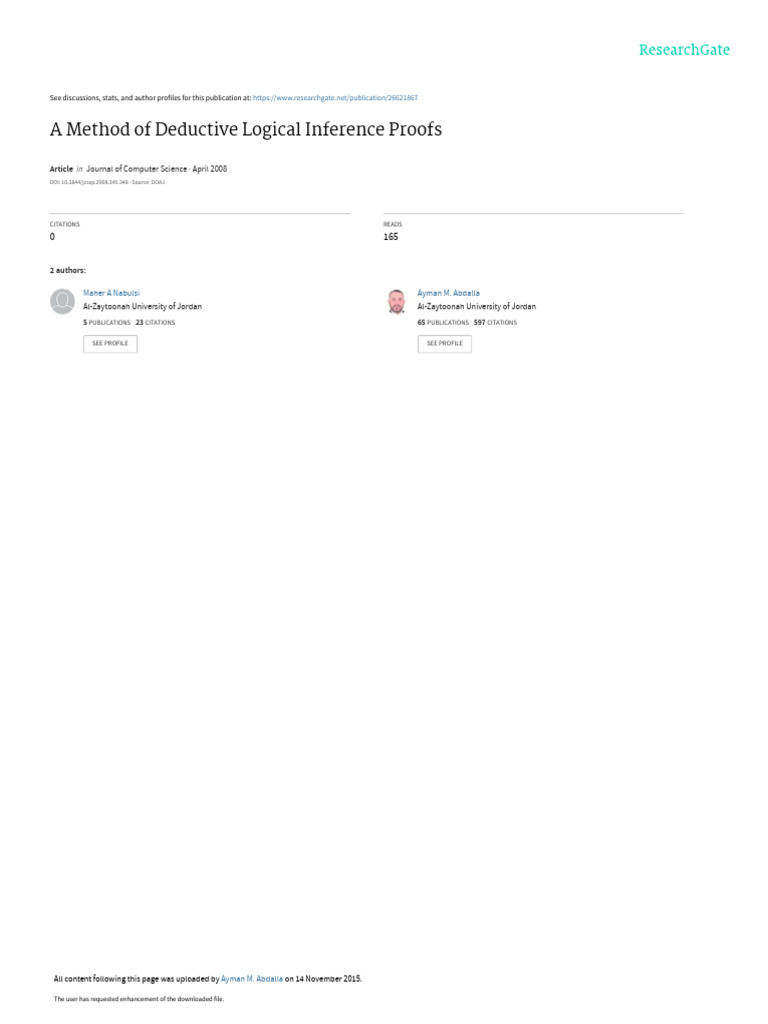 A Method of Deductive Logical Inference Proofs | PDF | Deductive Reasoning | Logical Consequence