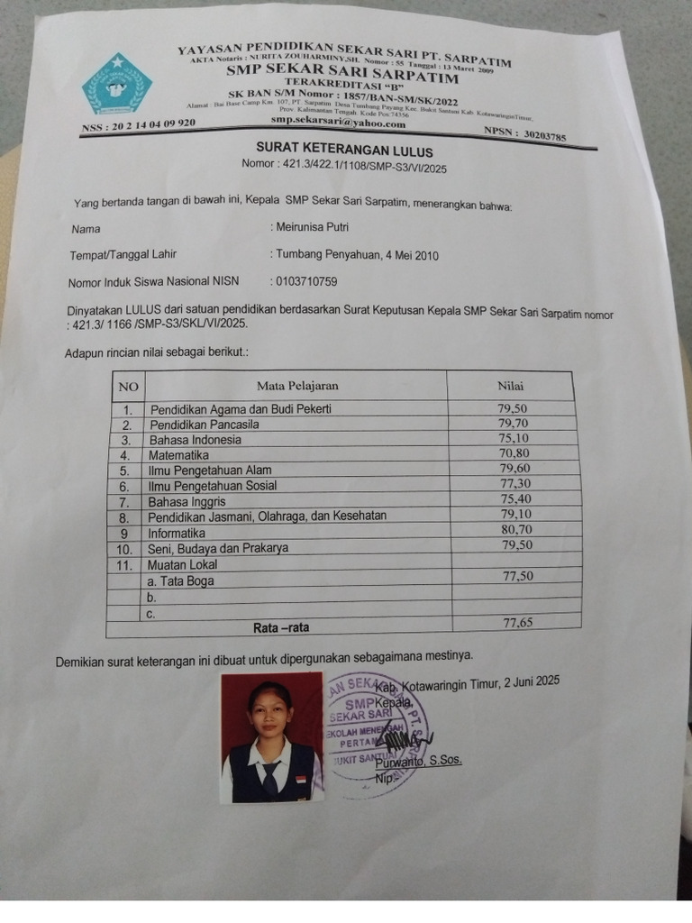 Surat Keterangan Lulus | PDF
