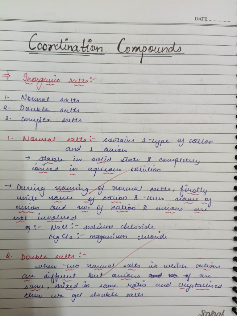 Coordination Compounds Class 12 | PDF