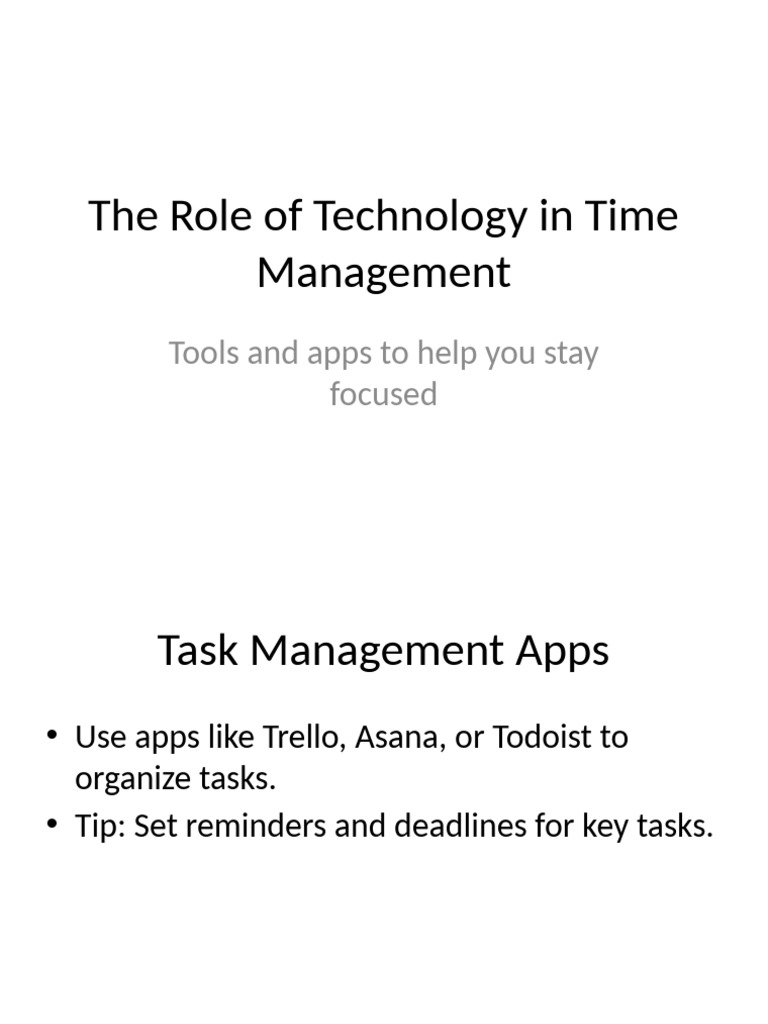The Role of Technology in Time Management | PDF