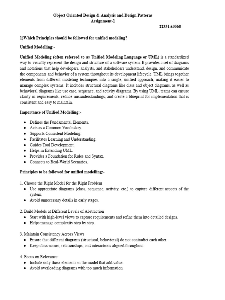 OOAD Assignment-1 22331A0568 | PDF | Conceptual Model | Unified Modeling Language