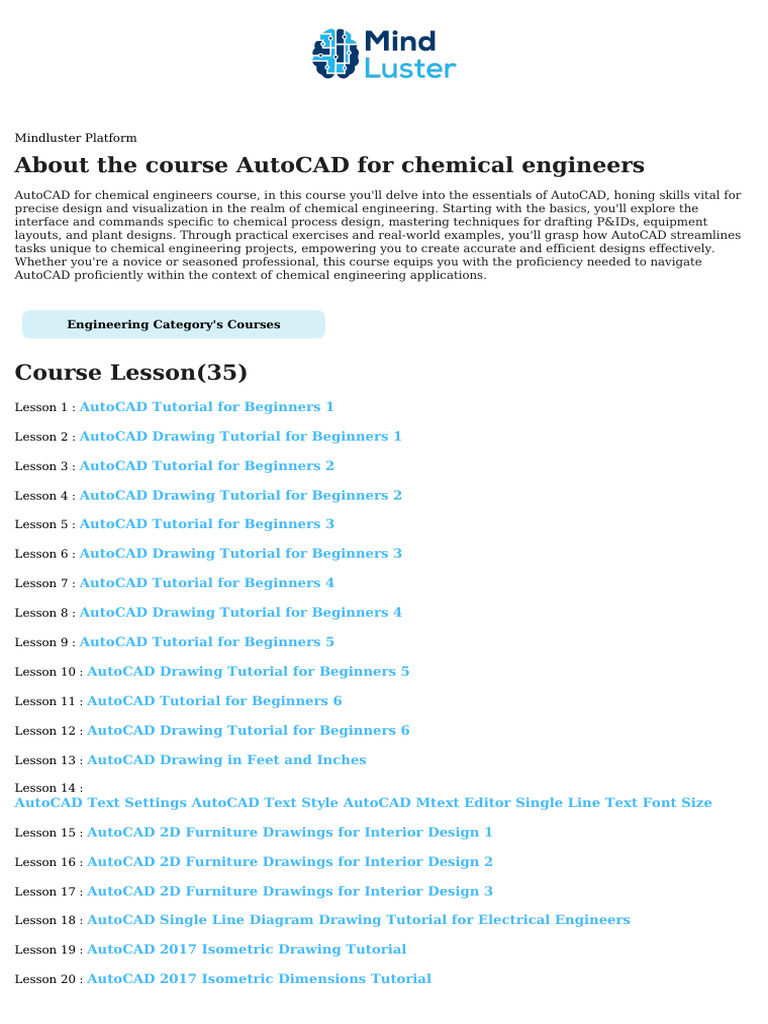 AutoCAD Course for Chemical Engineers | PDF