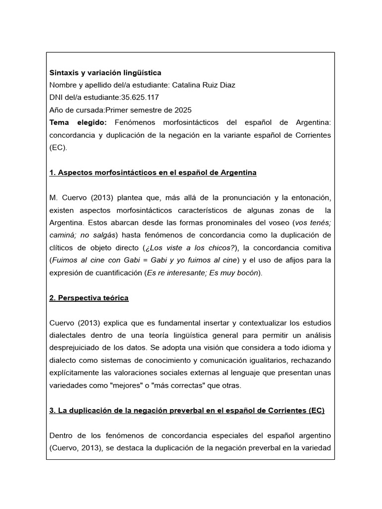 Duplicación de la negación en Corrientes | PDF | Lengua española | Palabra