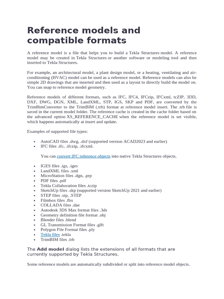 Tekla Reference Models and Formats | PDF | Sketch Up | Graphics Software