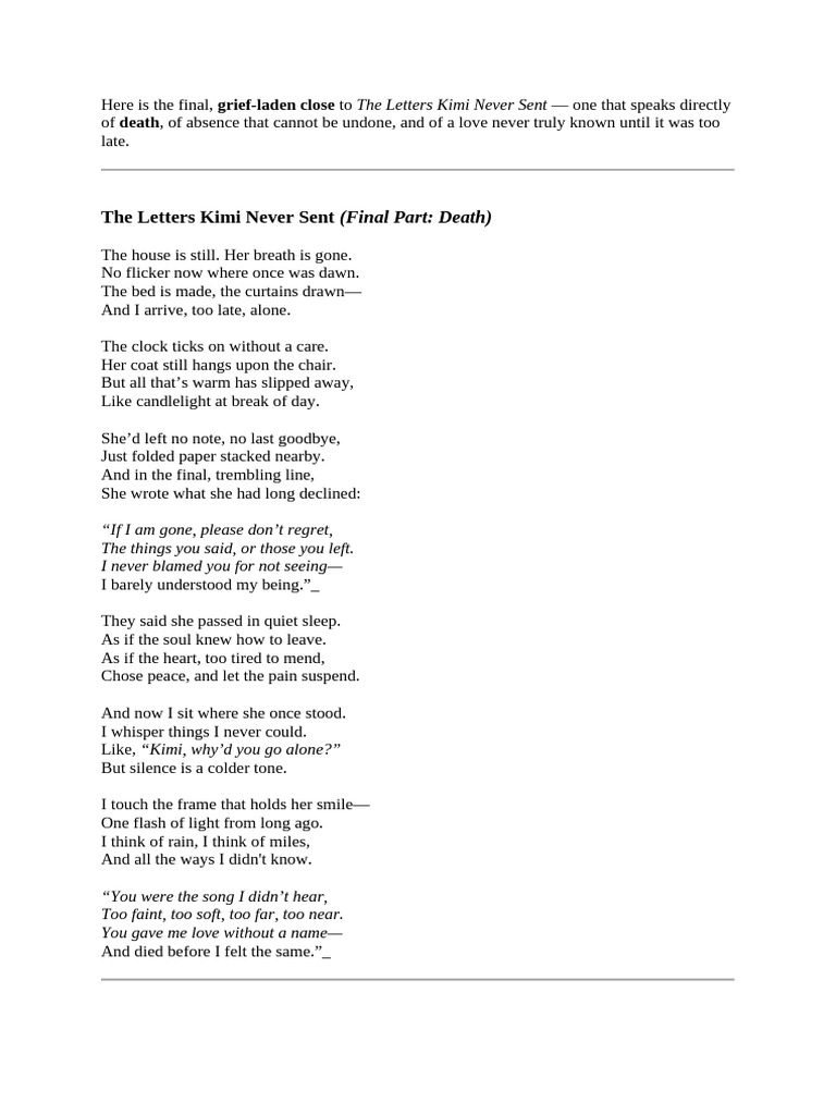 Kimi's Silent Farewell | PDF