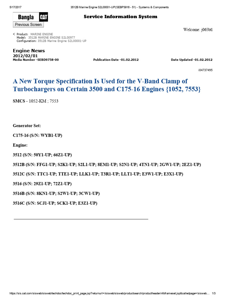 A New Torque Specification Is Used For The V-Band Clamp of ...