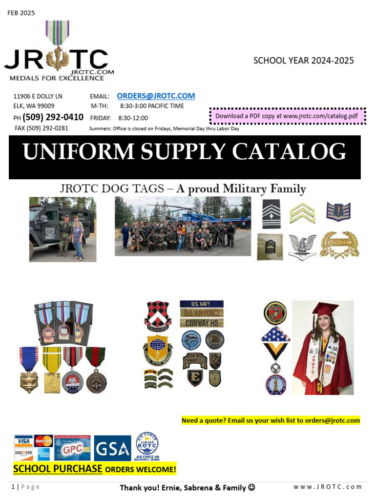 JROTC Uniform and Award Catalog 2025 | PDF | Red