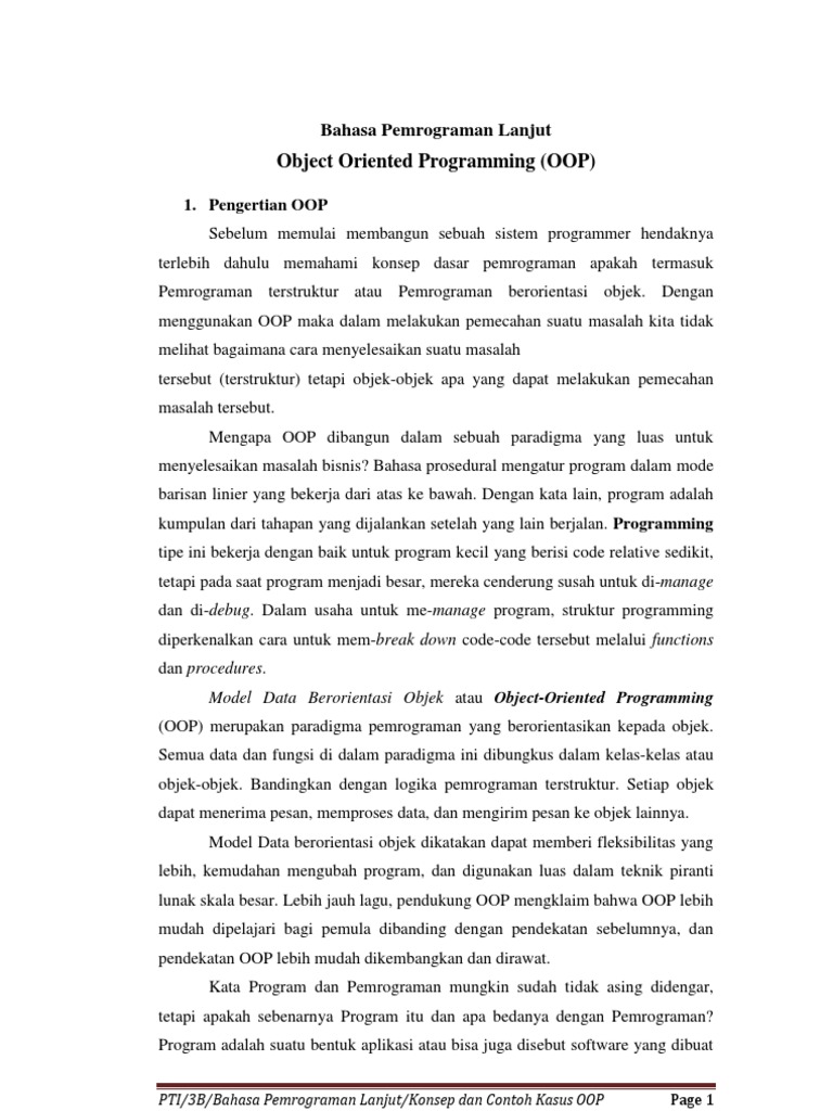 Konsep Object Oriented Programming | PDF | Karier & Perkembangan | Komputer