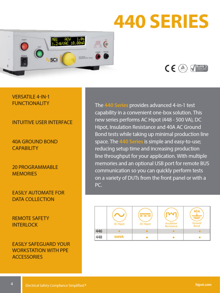 440 Series Electrical Safety Tester | PDF | Alternating Current | Usb