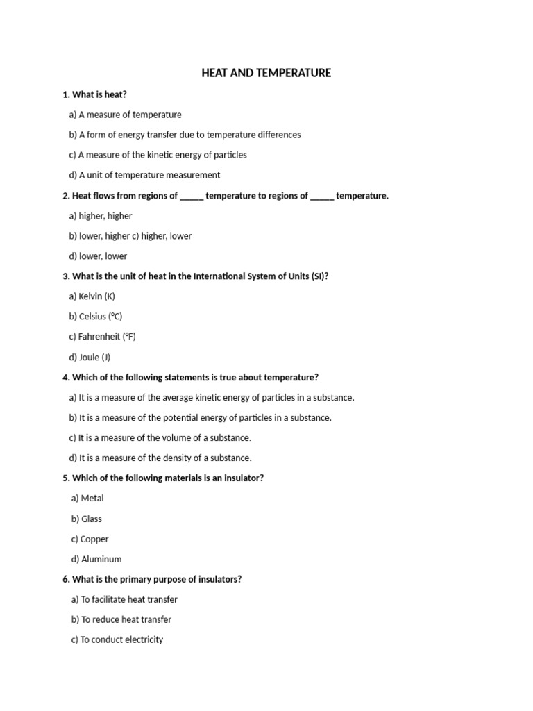 Understanding Heat and Temperature Concepts | PDF | Heat Transfer ...