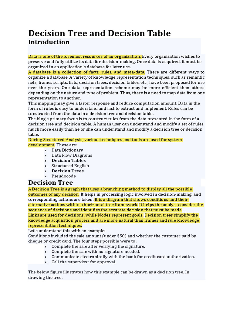 Decision Tree and Decision Table | PDF | Databases | Information Technology