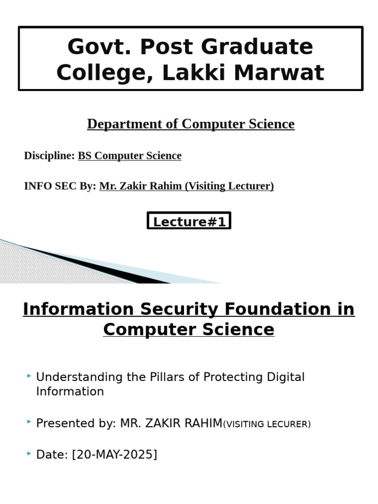 IS LEC1 | PDF | Information Security | Security