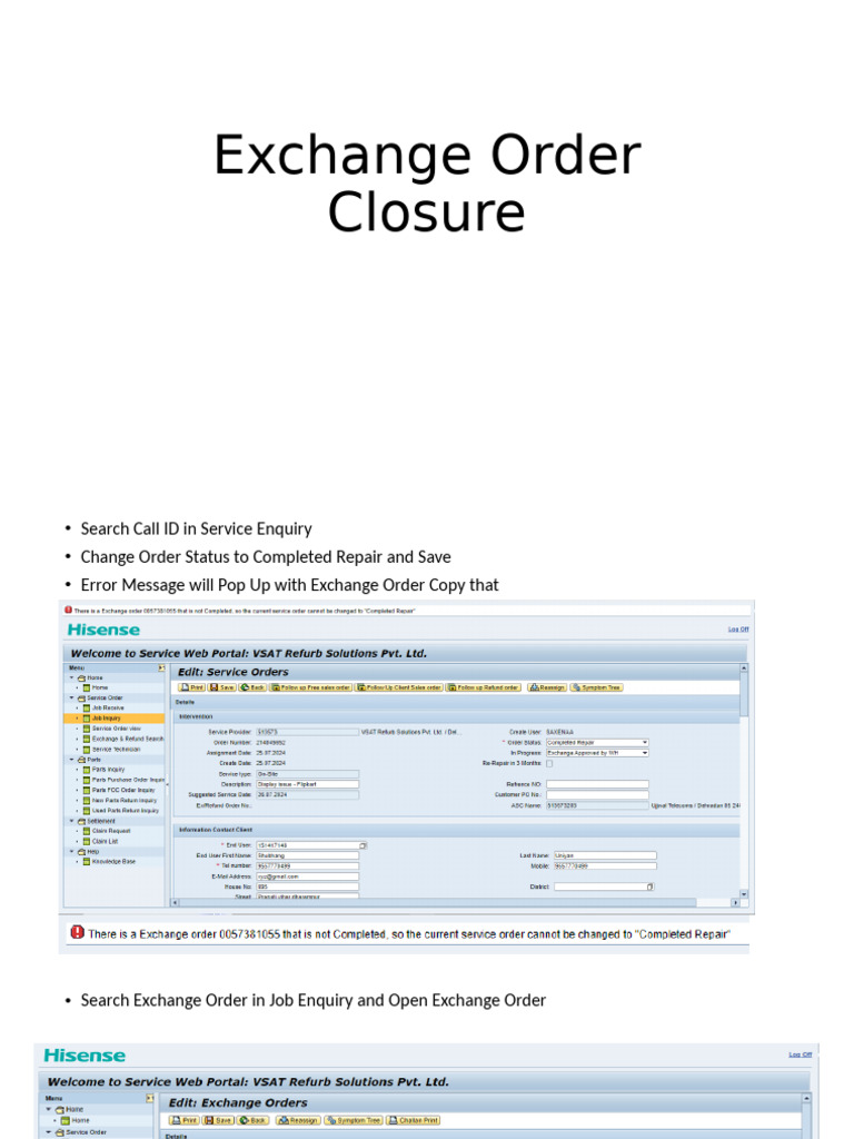 Exchange Order Closure Process Guide | PDF