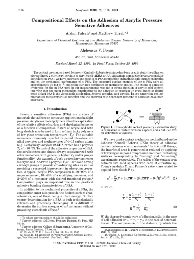 2000-Compositional Effects On The Adhesion of Acrylic PSA | PDF ...
