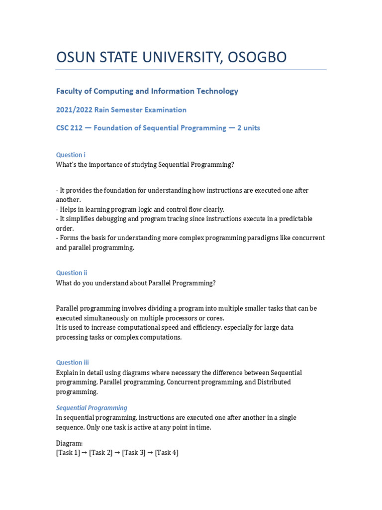 Sequential vs Parallel Programming Explained | PDF | Concurrent ...