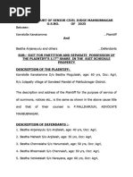 Sample Format (Suit For Partition) | PDF | Lawsuit | Concurrent Estate