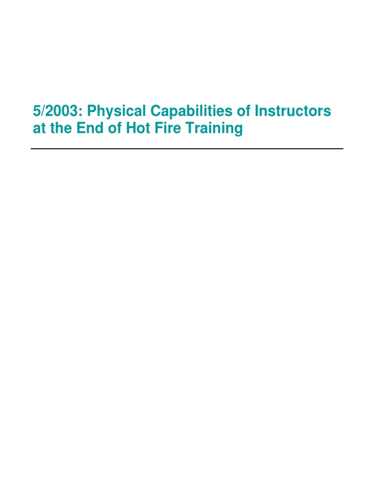 Physical Capabilities of Instructors at The End of Hot Fire Training ...