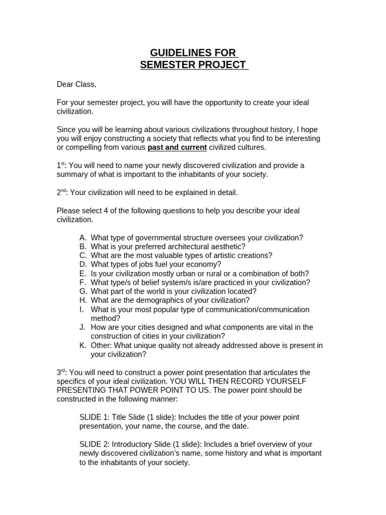 Huma Semester Project Guidelines Winter 2024 | PDF